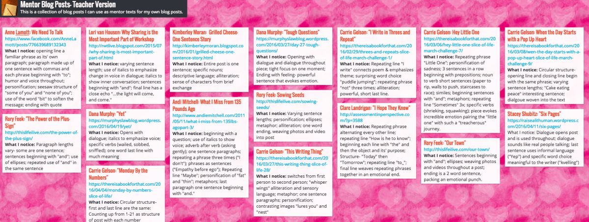Digital Mentor Text for Blogs: Teaching Writing with Mentor Texts – TWO ...
