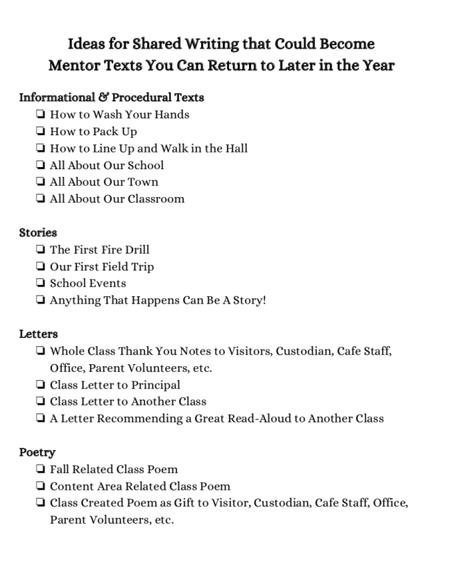 A Fall To-Do List for Shared Writing in Your K-2 Classroom – TWO ...